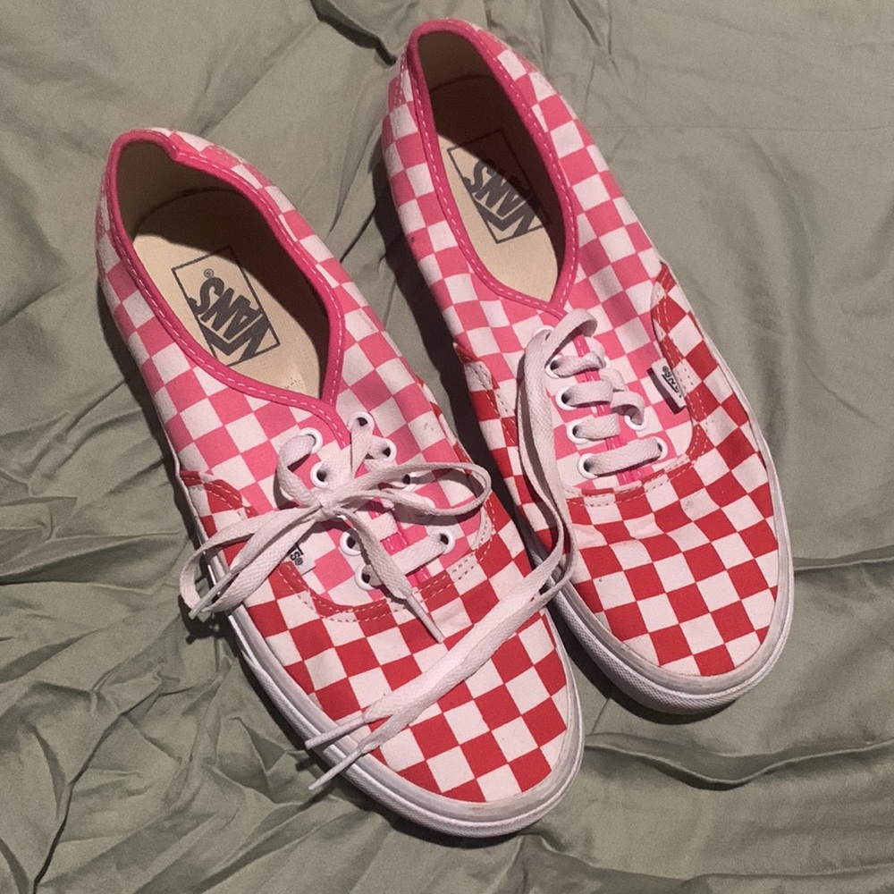 Vans Exclusive Red And Pink Checkerboard Authentic Sn… - Gem